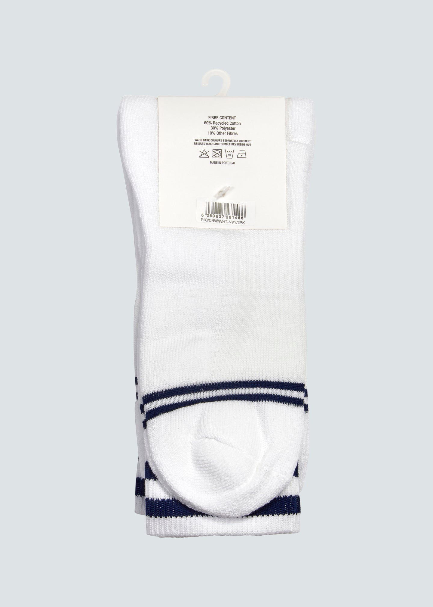 Patrick Rio Crew Sock 3 Pack - White/Navy